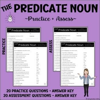 The Predicate Noun Practice Assess By Jenspiration TpT