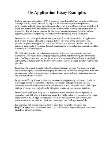University Application Essay Examples Pdf
