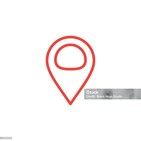 Ilustración De Icono Rojo De La Línea Del Localizador Sobre Fondo