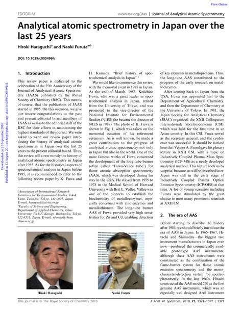 Pdf Analytical Atomic Spectrometry In Japan Over The Last 25 Years