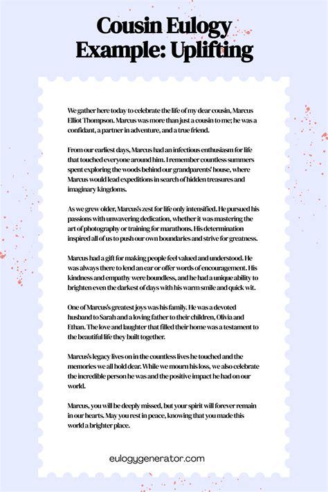 Best 12 5 Cousin Eulogy Templates To Use As Inspiration Artofit