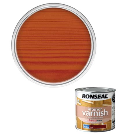 Ronseal Quick Drying Interior Satin Varnish Teak 750ml Cal Flavins