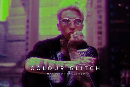 Color Glitch PSD Photo Effect 4SJRSAX FreePSDvn