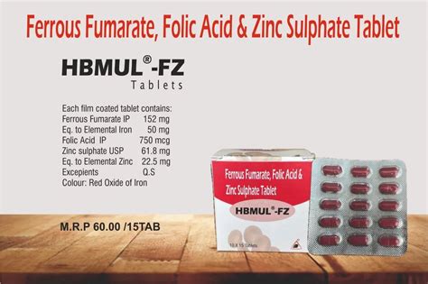 Ferrous Fumarate Folic Acid And Zinc Sulphate Tablets At ₹ 60 Box Ferrous Fumarate Tablet In