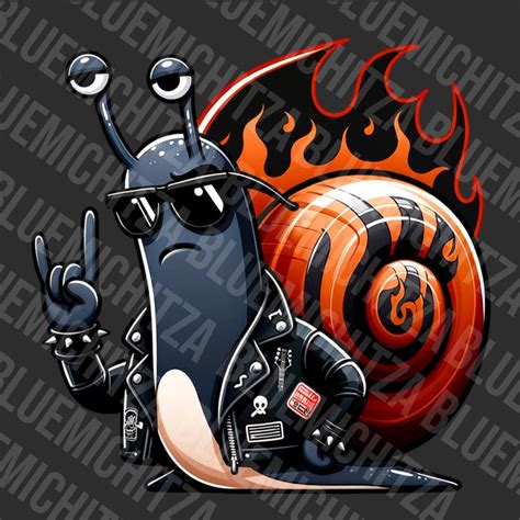 Punk Rock Snail Png For Sublimation Dtg Dtf T Shirts Mugs Fiery