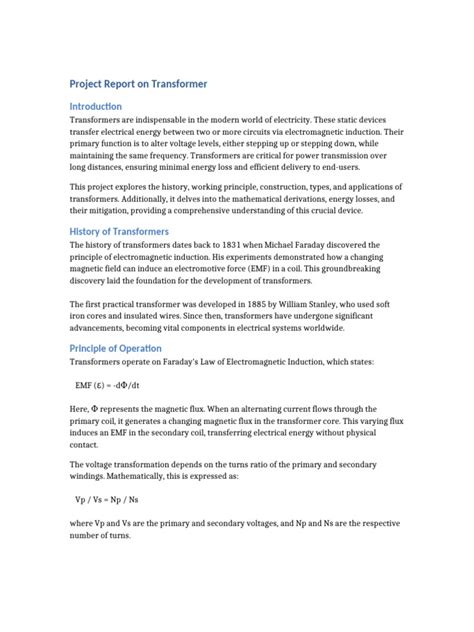 Transformer Project Elongated Pdf Transformer Electromagnetic