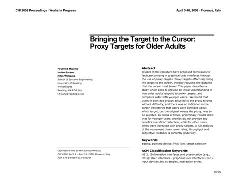 Pdf Bringing The Target To The Cursor Proxy Targets For Older Adults