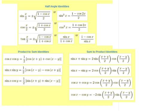 Knowledge Booze Help With Trignometry Formulas And Values