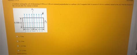 solved question 1 of 1 100 points a uniform rectangular coil