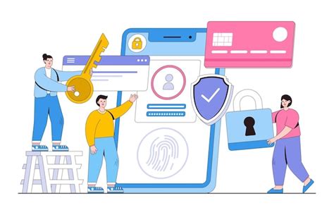 Premium Vector Flat Data Protection Concept With People Characters Outline Design Style