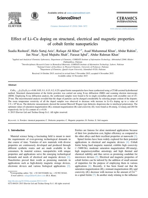 Pdf Effect Of Licu Doping On Structuralelectrical And Magnetic