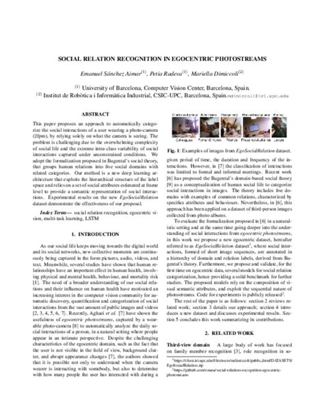 Pdf Social Relation Recognition In Egocentric Photostreams