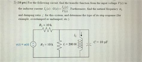 solved for the following circuit find the transfer