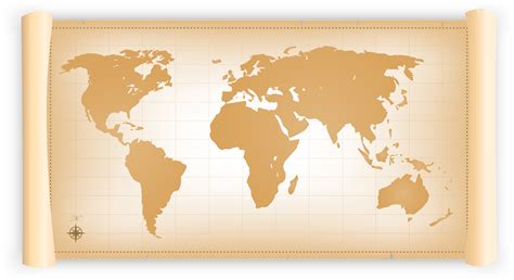 Vintage World Map On Parchment Scroll Vector Art At Vecteezy