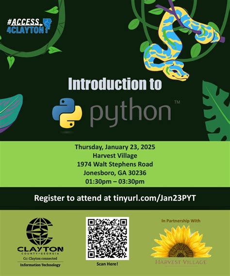 January 23 2025 Introduction To Python Training Clayton County Georgia