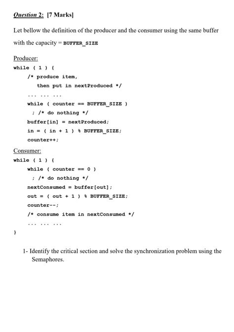 Solved 2 Let The Following Description Producer Buffer 1