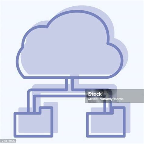아이콘 클라우드 스토리지 네트워크 기호와 관련이 있습니다 투톤 스타일 간단한 일러스트레이션 Cpu에 대한 스톡 벡터 아트 및