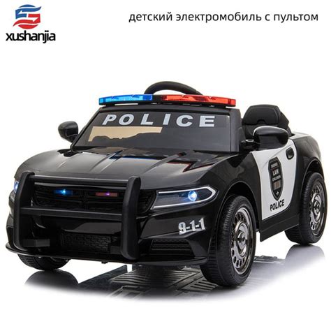 Полицейский электромобиль Dodge черного цвета детский электромобиль с ...