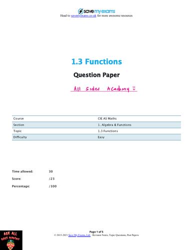 Functions Teaching Resources