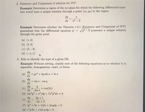 Solved 2 Existence And Uniqueness Of Solution For Ivp