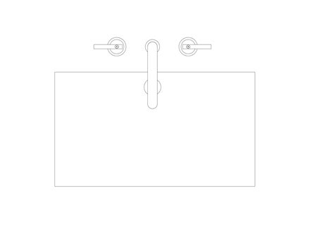 Wide Rectangle Sink Dual Handle Cad Block Free Dwg