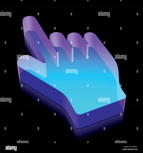 3d Neon Glowing Mouse Cursor Icon Made Of Glass Vector Illustration