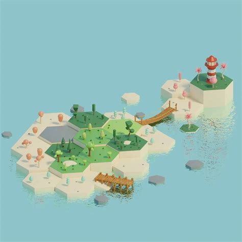 3d Model Low Poly Style Trees Toffu Co