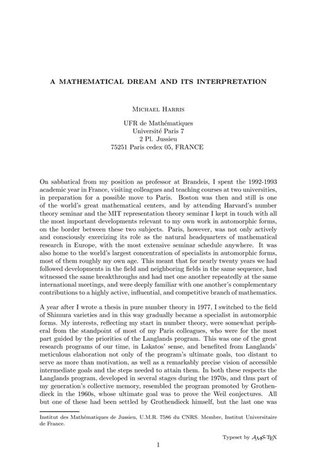 Solution A Mathematical Dream And Its Interpretation Studypool