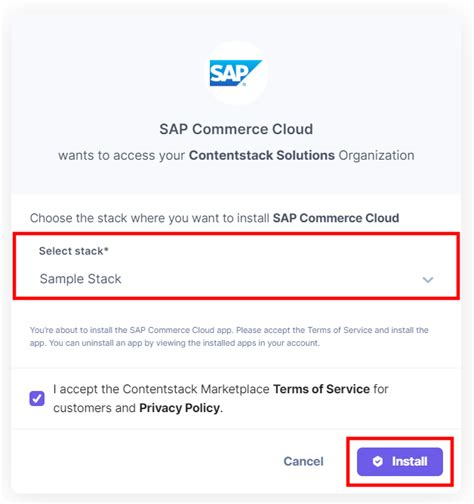 sap commerce cloud app installation guide contentstack