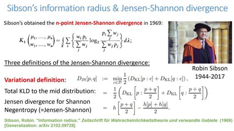 Frank Nielsen On Linkedin Variational Definition Of The Jensen Shannon Divergence Proposed In