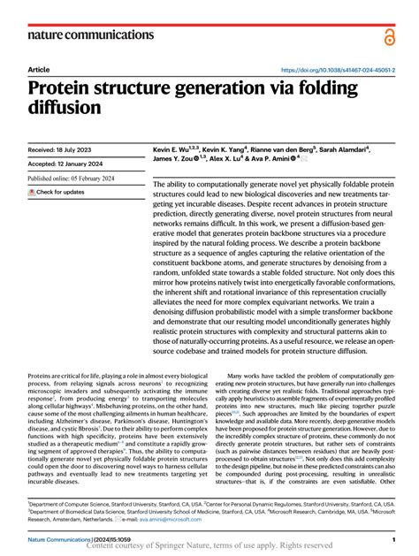 Pdf Protein Structure Generation Via Folding Diffusion