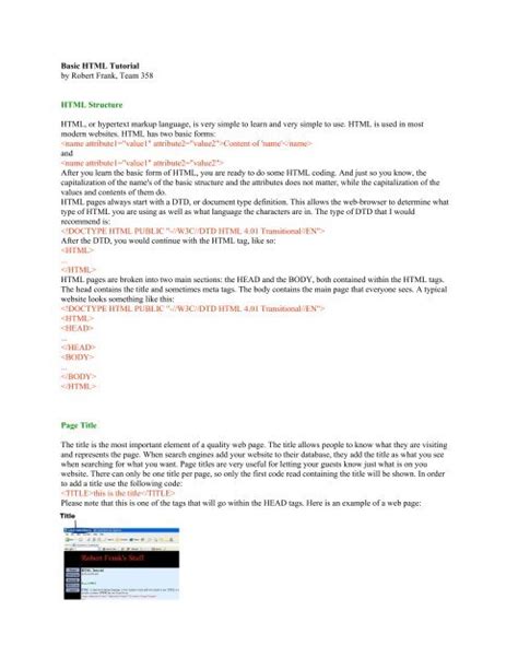 Basic HTML Tutorial