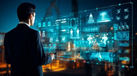 Premium Ai Image Businessman With Digital Interface Hologram Generative Ai Illustrator