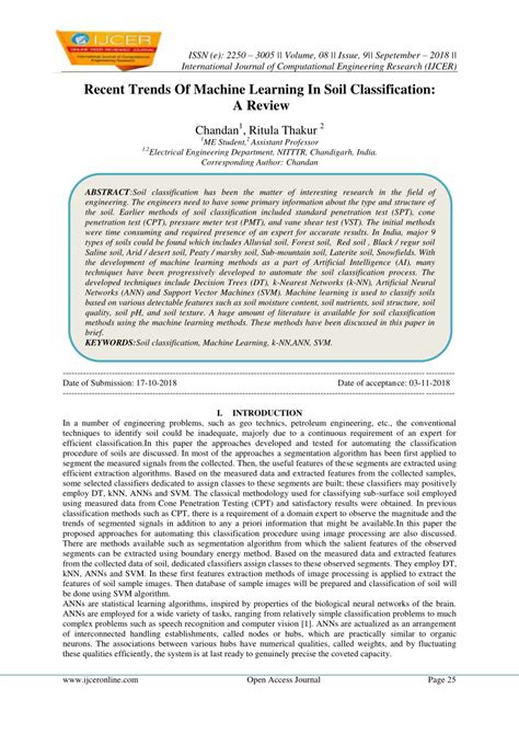 PDF Recent Trends Of Machine Learning In Soil Classification A Review