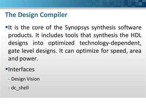 Logic Synthesis With Synopsys Design Compiler Pdf