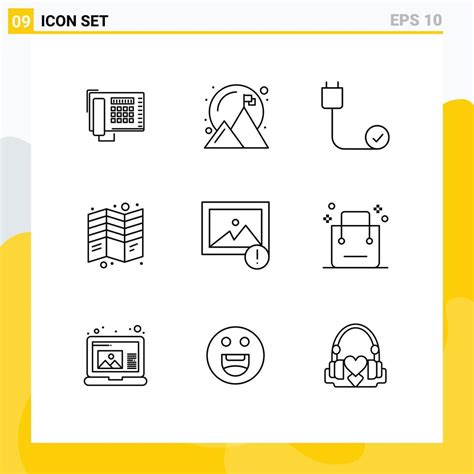 Editable Vector Line Pack Of 9 Simple Outlines Of Tri Fold Computers Flyer Hardware Editable