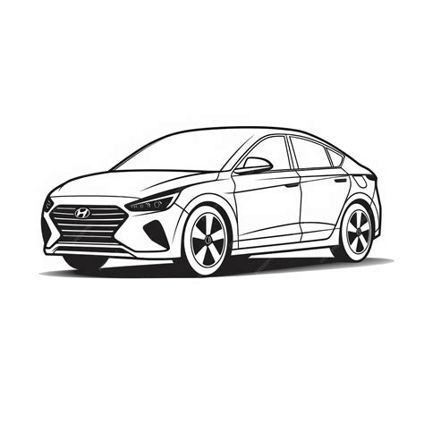 Detailed Character Illustration Of 2018 Hyundai Elantra In Black And