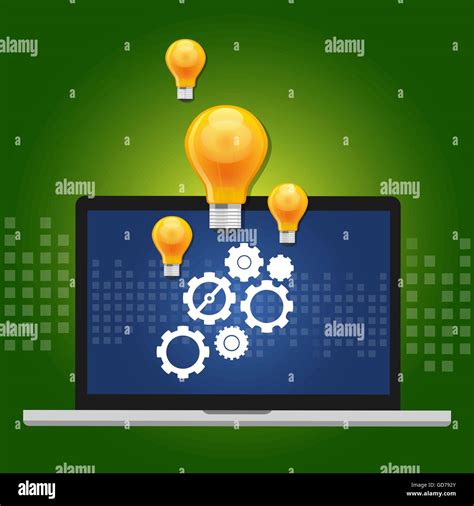 Machine Learning Algorithm Concept With Gear Inside Computer And Idea As Lamp Stock Vector Image