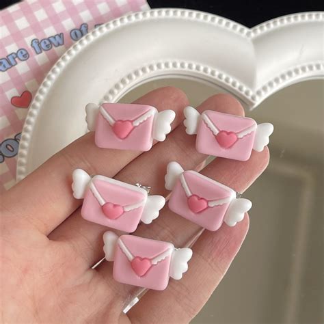 Badu Bg Мини розов плик с ангелски крила сърце шнола за коса за жени сладко сладко момиче