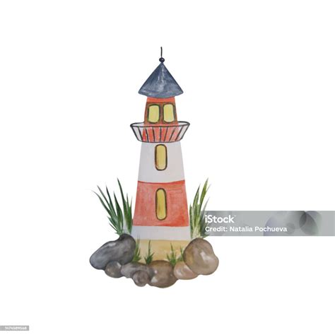 등대 수채화 구성 해양 테마 자체 제작 티셔츠 엽서 배너 머그잔에 인쇄하여 다양한 작곡에 사용할 수 있습니다 0명에 대한 스톡 벡터 아트 및 기타 이미지 Istock