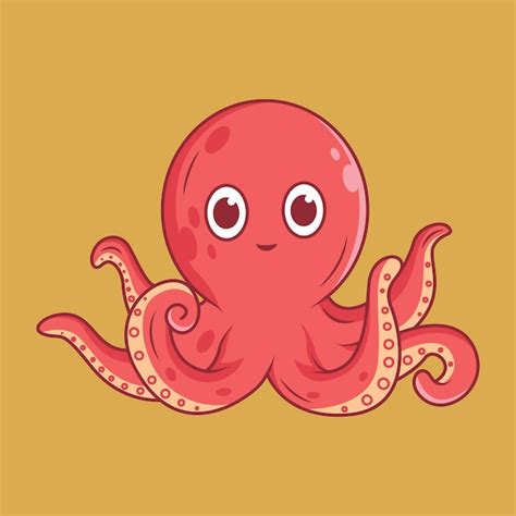 Premium Vector Cute Octopus Cartoon Sticker Vector Illustration