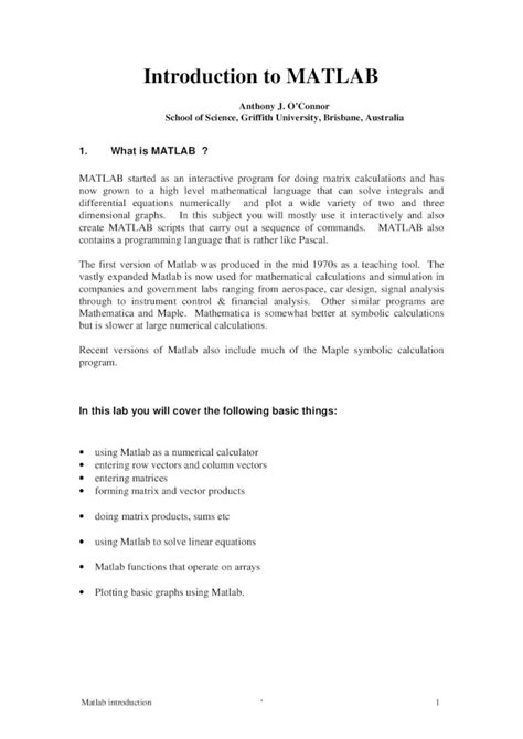 Pdf Introduction To Matlab Ncordia