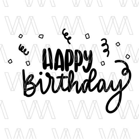 Instant Digital Download Pdf And  Png Cursive Script Happy Birthday Handwritten Vector Image