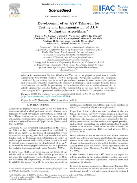 Pdf Development Of An Asv Trimaran For Testing And Implementation Of