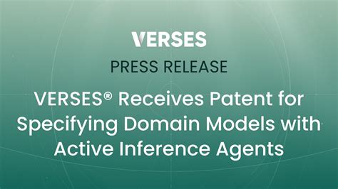 verses® receives patent for specifying domain models with active inference agents