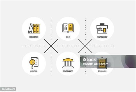 인포그래픽 디자인 템플릿입니다 규정 규칙 회사 법 감사 거버넌스 6 가지 옵션 또는 단계가있는 표준 아이콘 0명에 대한 스톡 벡터 아트 및 기타 이미지 Istock
