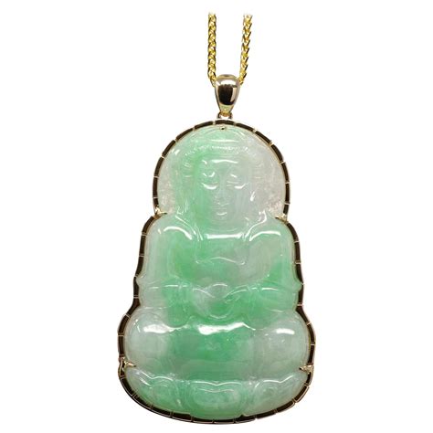 14k Goddess Of Compassion Genuine Burmese Jadeite Jade Guanyin
