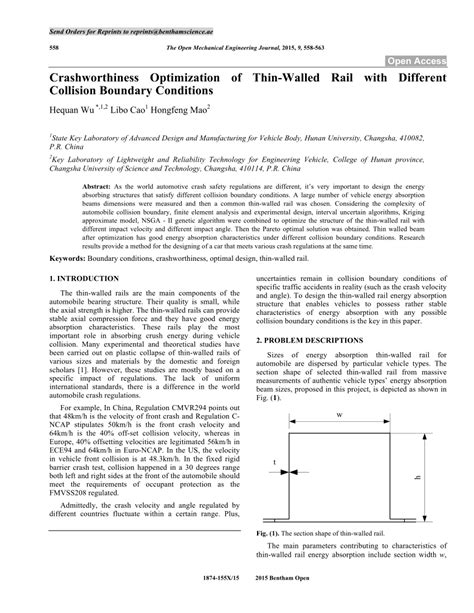 Pdf Crashworthiness Optimization Of Thin Walled Rail With Different
