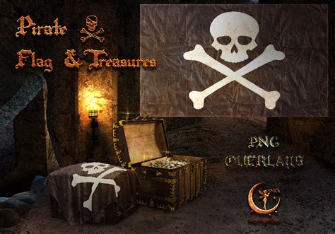 Pirate Flag And Treasure Digital Overlay Png Flag Aged And Etsy