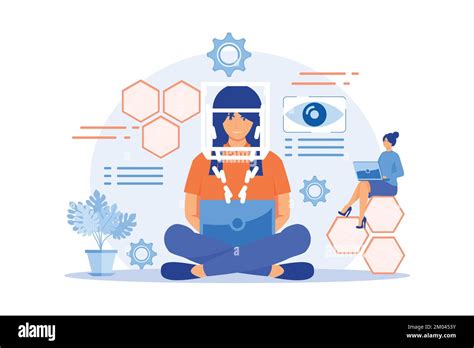 Businessman And Technology Measuring Eye Position And Movement Tiny People Eye Tracking